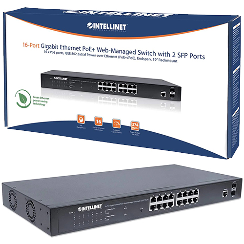 Intellinet 16-Port Gigabit Ethernet PoE Plus - 8-Digit Store